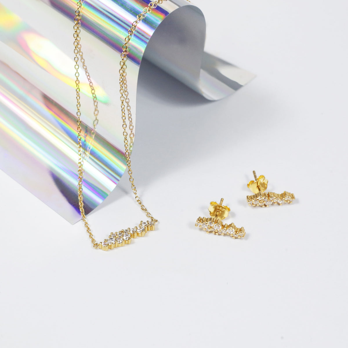 Supernova Set | Kalung & Anting Swarovski Emas & Perak Asli | LOULOUROSE